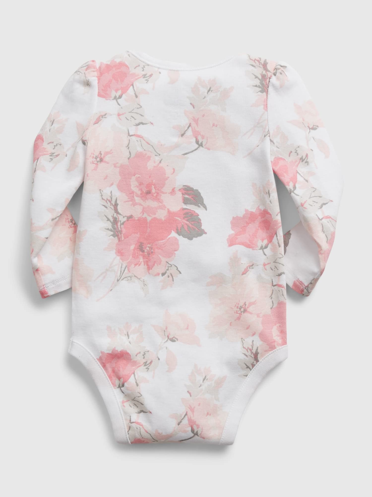 GAP unisex baby First Favourite Long Sleeve Bodysuits, Optic White Floral, 0-3M US