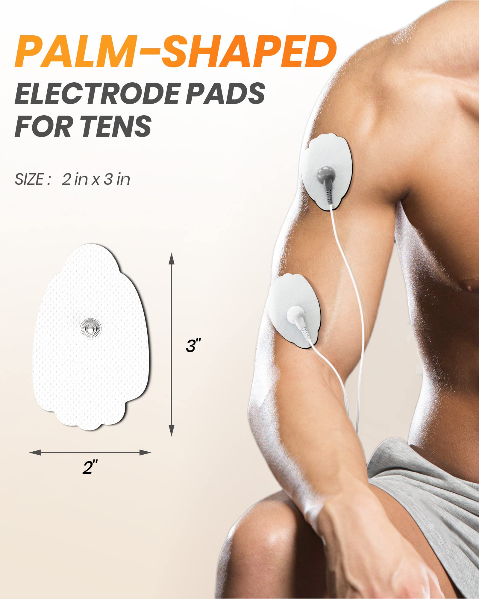 20-Pack TENS Unit Replacement Pads, Long-Lasting Snap Electrodes for 50 Times of Use per Pad, Latex-Free TENS Pads Set Compatible with TENS EMS Devices Using 3.5mm Button Lead Wires