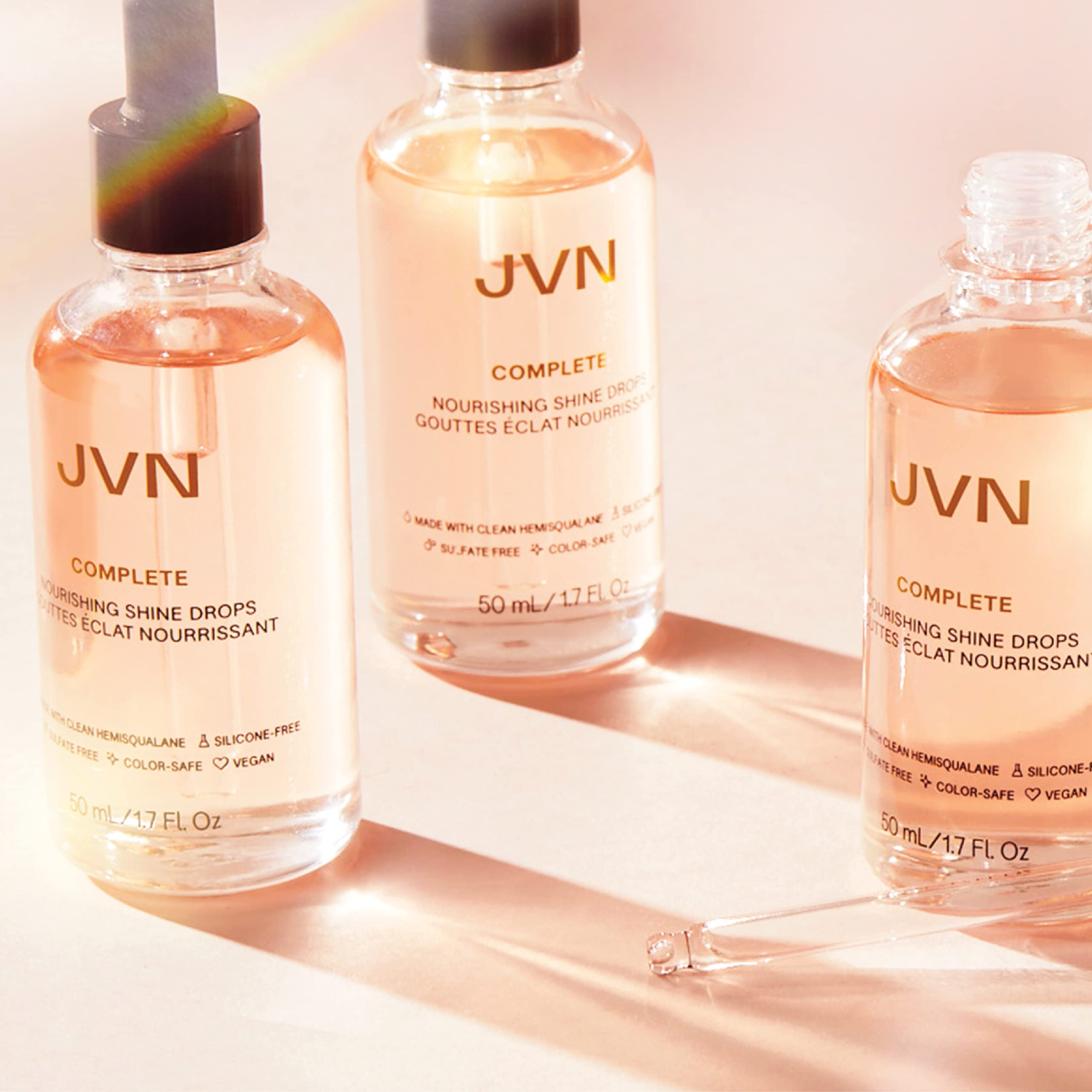 JVN Complete Nourishing Shine Drops, Hair Oil for Hydration and Long-Term Hair Health, Styling Oil for All Hair Types, Sulfate-Free, 1.7 Fluid Ounces