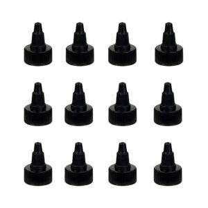 kelkaa caps 24/410 black twist caps with 0.115 orifice hole, dispensing caps, replacement caps for squeeze bottles, neck diameter 24mm, thread type 410 (pack of 12)