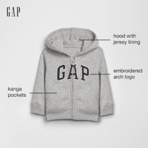 GAP baby boys Logo Zip Hoodie Sweatshirt, Light Heather Grey B08, 4T US