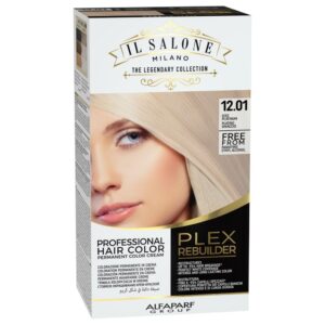 il salone milano plex rebuilder permanent hair color cream - 12.01 iced platinum professional hair dye kit for a natural gloss & glaze - paraffin, paraben, and alcohol free