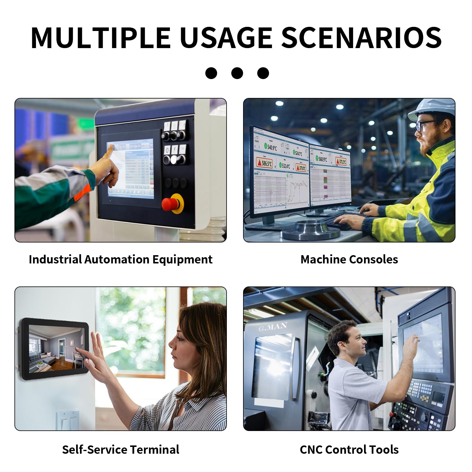 Senisway 21.5 Inch 10 Points Industrial Capacitive Touch Monitor， IP65 Waterproof 1920x1080 @ 60Hz TFT LCD IK08 Open Frame Design Touch Screen Suitable for kiosks