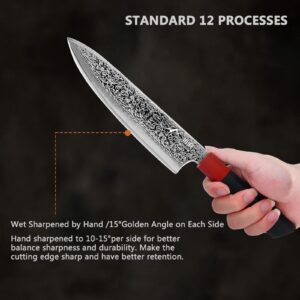 Japanese Chef Knife 8 Inch Damascus Chefs Knife Japanese Kitchen Knives Professional Gyuto Cooking Knives High Carbon Stainless Steel Cutting Vegetable Meat Cleaver with Gift Box