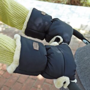 Orzbow Faux Sheepskin Gloves for Stroller, Universal Winter Anti-Freeze Stroller Mittens, Waterproof Warm Extra Thick HandMuff for Stroller Accessories, Black