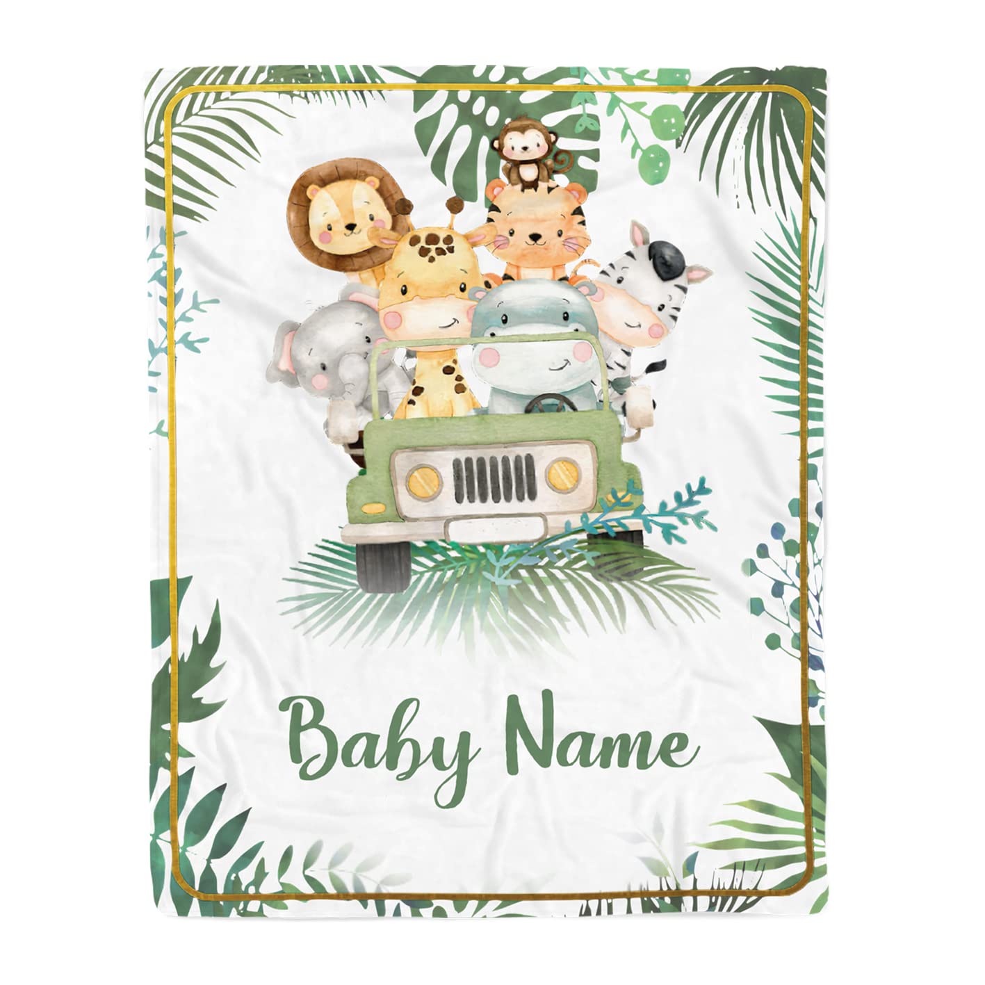 Jump Up Personalized Frame Safari Baby Blanket,Jungle Animal Baby Blanket,Baby Boy Safari Nursery,Jungle Theme Baby Blanket,Jungle Blanket Baby,Safari Swaddle Blanket