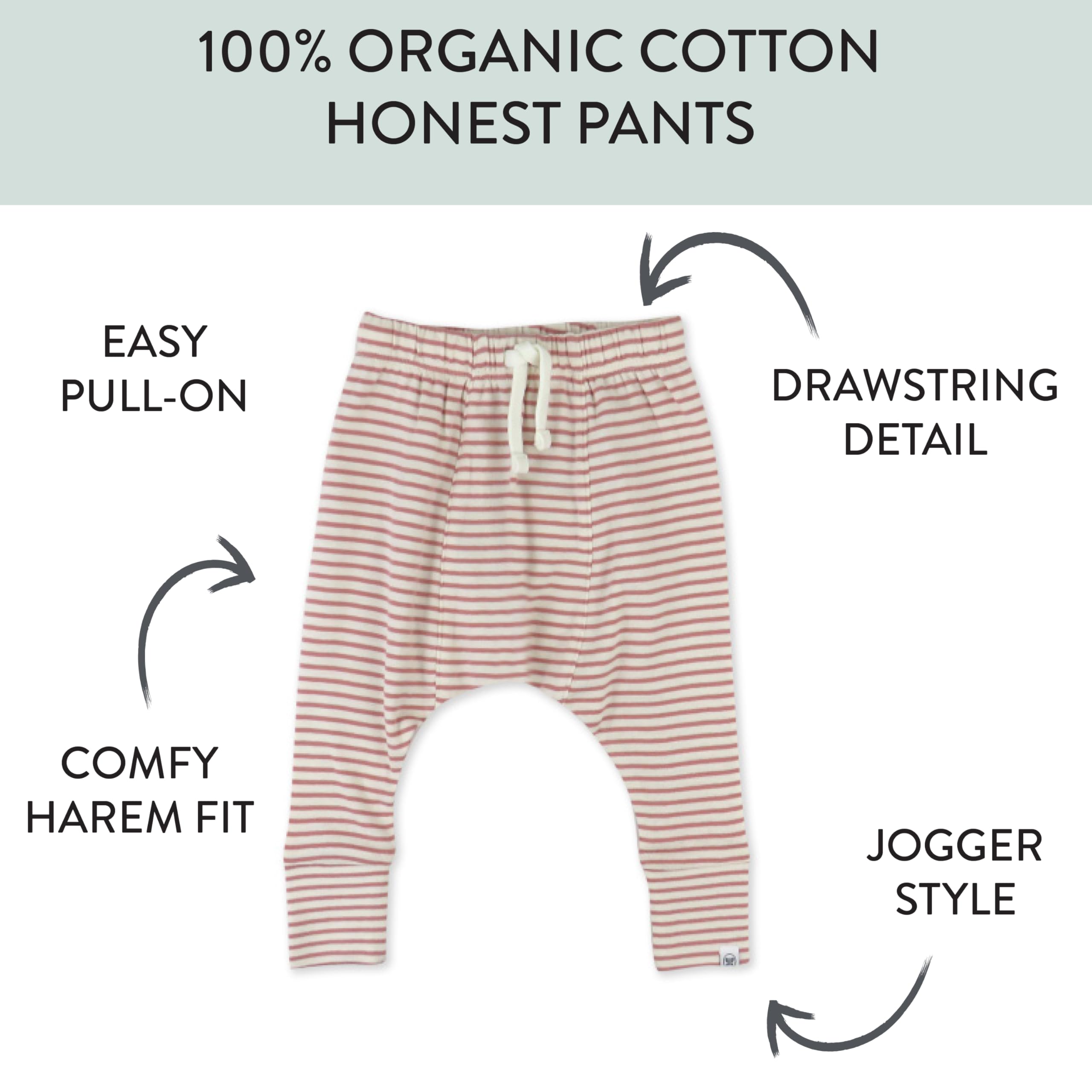 HonestBaby Multipack Honest Pants Joggers Pull on 100% Organic Cotton for Infant Baby and Toddler, Boys, Girls, Unisex, 2-Pack Ombre Blues, 24 Months