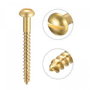 uxcell Wood Screws M4 x 40mm Slotted Round Head Brass Self-Tapping Screw 20 Pcs