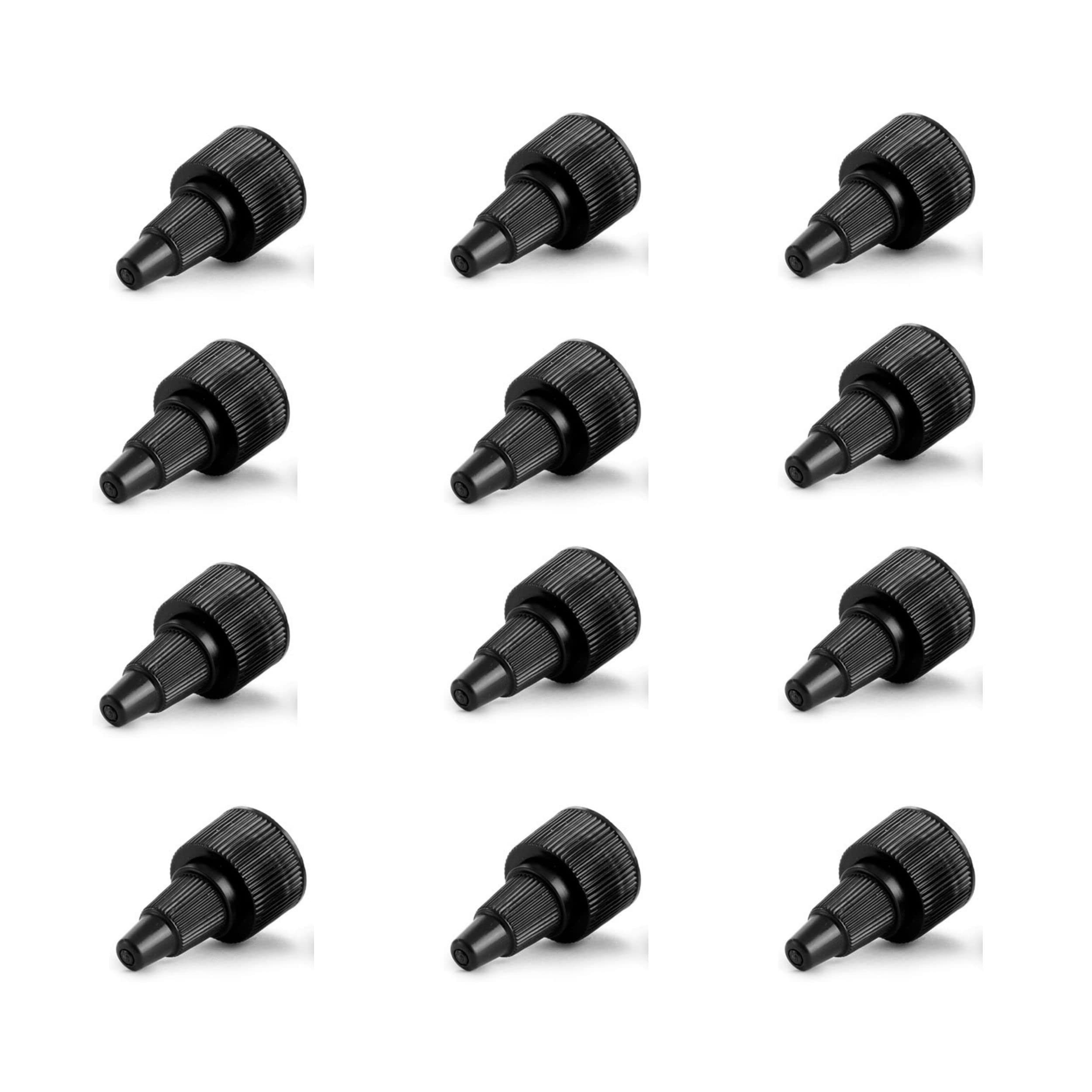 kelkaa Caps 24/410 Black Twist Caps with 0.115 Orifice Hole, Dispensing Caps, Replacement Caps for Squeeze Bottles, Neck diameter 24mm, Thread Type 410 (Pack of 12)