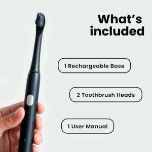 BLAQ Electric Toothbrush for Adults and Kids - Rechargeable Sonic Toothbrush with a Replacement Head - Long Lasting Battery Electronic Toothbrush - Lightweight IPX7 Waterproof Toothbrush Electric