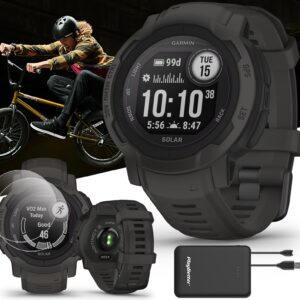 PlayBetter Garmin Instinct 2 Camo (Graphite) Rugged GPS Smartwatch Bundle - Outdoor Military Watch, Multi-GNSS & 24/7 Fitness Tracker, S/M, 40mm - Includes Screen Protectors & Portable Charger