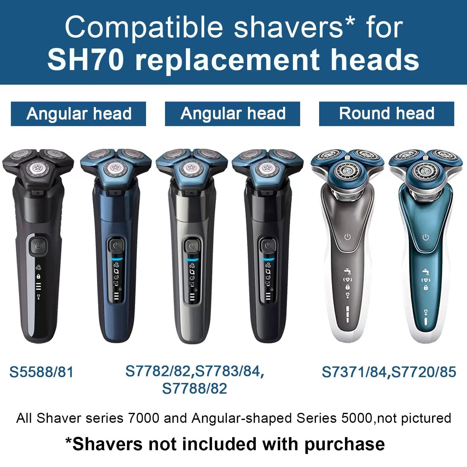 SH71 Replacement Heads Compatible with Philips Norelco Shaver Series 7000 and 5000 Triple Razor with Durable Sharp Blade,Comfortcut Replacement Blades,Razor Blade for Philips Norelco S7782 S7788