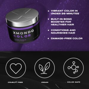 XMONDO Semi Permanent Purple Hair Color with Hyaluronic Acid, Vegetable Proteins, and Bond Boosting - 8oz