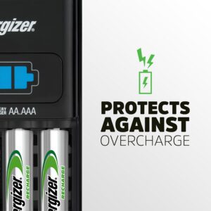 Energizer Rechargeable - Battery Kit - 6 AA and 4 AAA - Batteries with Charger Rechargeable Batteries with Powerful Charger just in an Hour 100% 4port - 4port AAA Charger