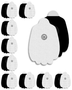 20-pack tens unit replacement pads, long-lasting snap electrodes for 50 times of use per pad, latex-free tens pads set compatible with tens ems devices using 3.5mm button lead wires