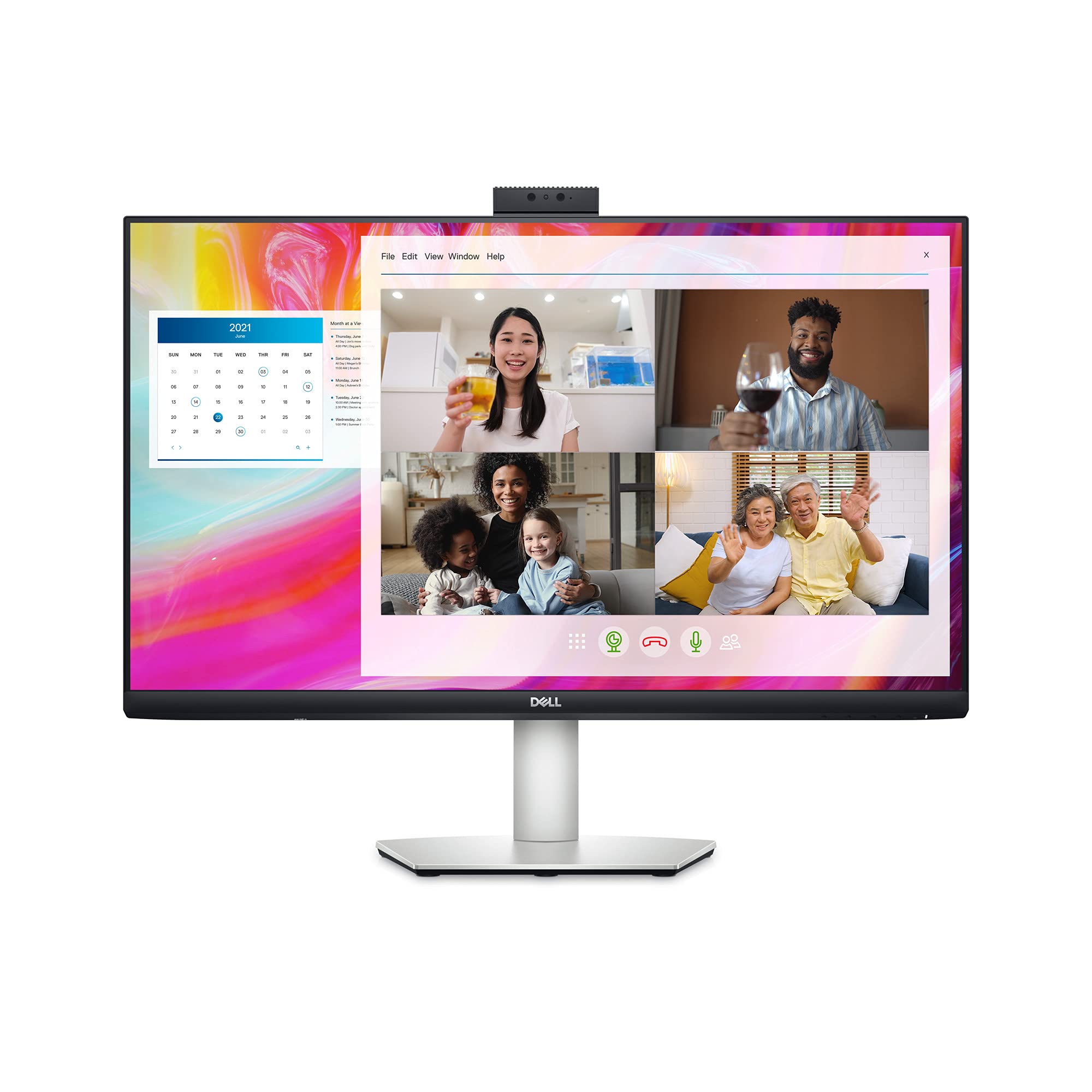 Dell S2722DZ 27-inch QHD 2560 x 1440 75Hz Video Conferencing Monitor, Noise-Cancelling Dual Microphones, Dual 5W Speakers, USB-C connectivity, 16.7 Million Colors, Silver (Latest Model) (Renewed)