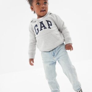 GAP baby boys Logo Pullover Hoodie Sweatshirt, Light Heather Grey B08, 3T US