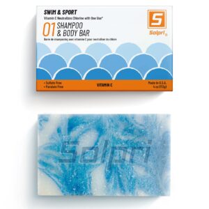 solpri swim shampoo soap bar for hair & body unscented with vitamin c to remove chlorine 4 oz