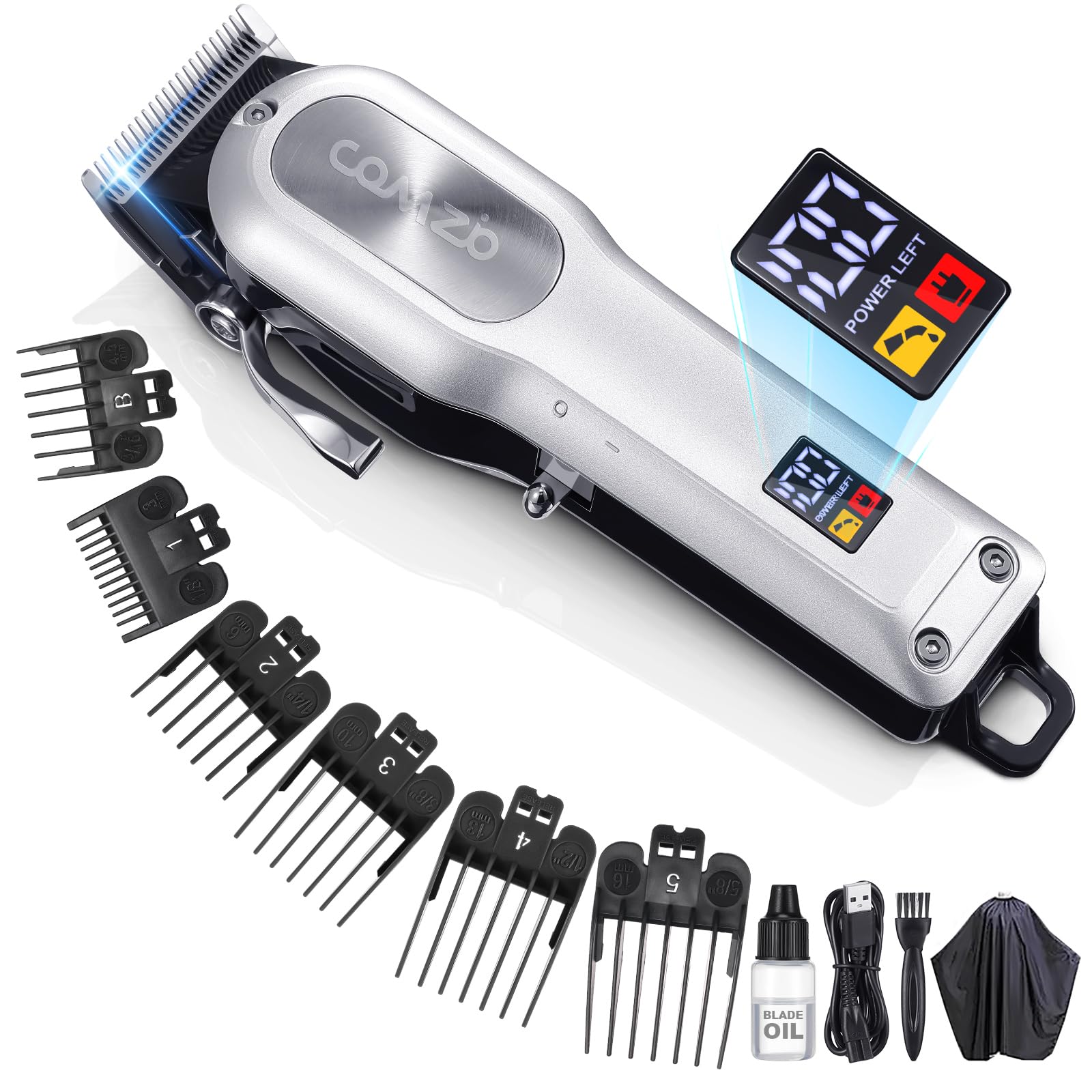 COMZIO Hair Clippers for Men Professional,Cordless High-Performance Barber Clippers for Hair Cutting,Rechargeable Mens Hair Clippers,Home Haircut &Grooming Set with LED Display,Mens Gifts