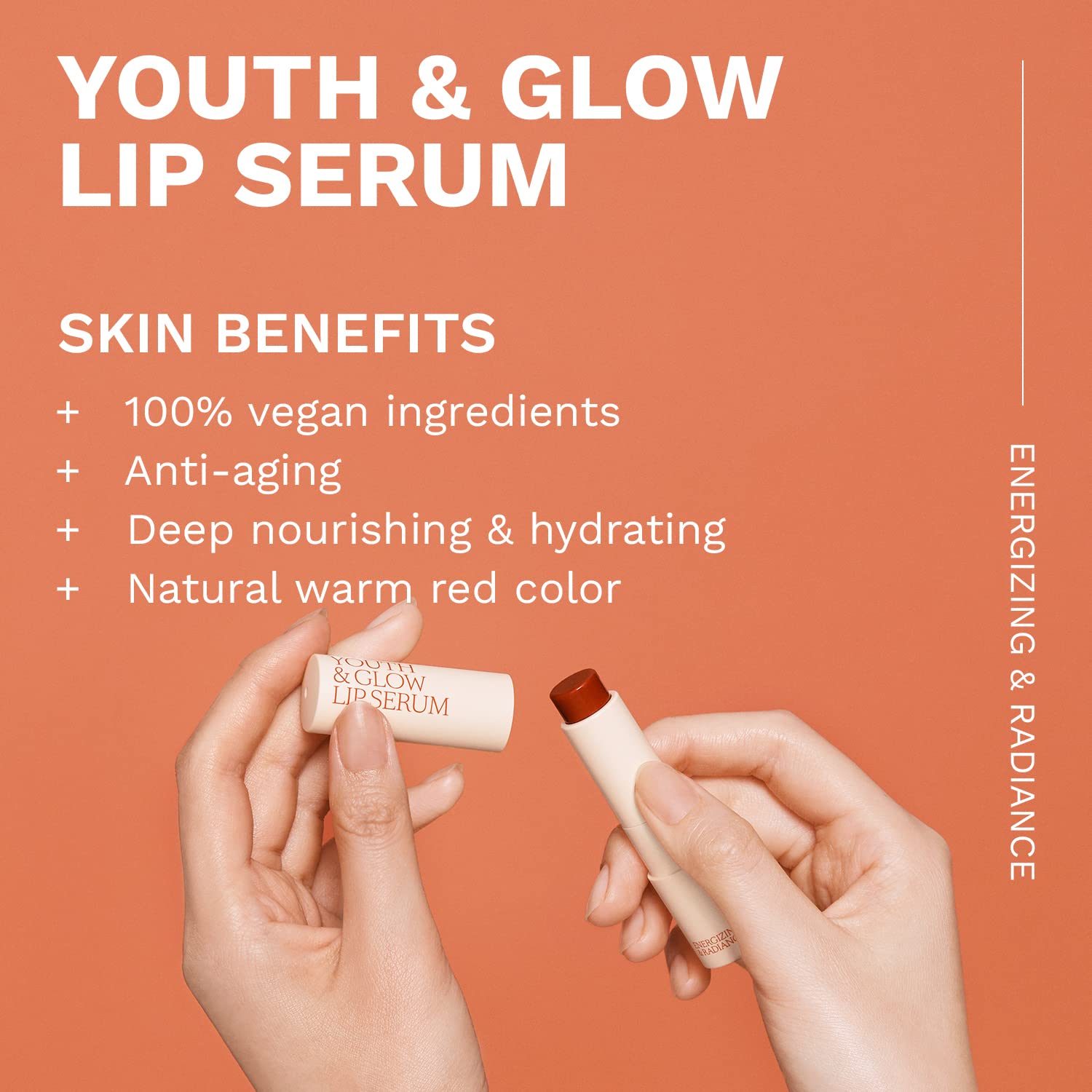 SERUMKIND Youth & Glow Lip Serum - Anti-Aging Lip Balm Chapped Lips – Natural Red Color - Nourishing Lip Moisturizer to Restore Radiance – Vegan, Cruelty Free - 0.13oz.