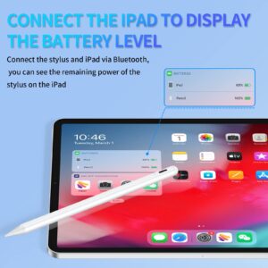 Stylus Pen for iPad, Active Bluetooth iPad Pencil Compatible with Apple iPad/iPad Pro/Air/Mini (2018 and Later) for Writing/Drawing, with Palm Rejection, Tilt Sensitivity, Magnetic