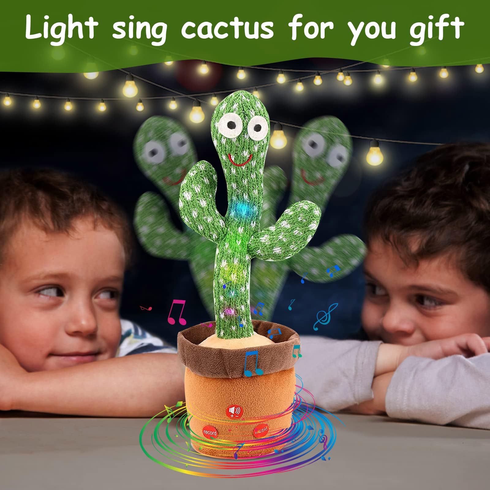 MILEGI Volume Adjustable Dancing Cactus Talking Cactus Baby Toys Singing Toys, Baby Cactus Repeating What You Say Baby Boy Toys Imitation Toys Glowing Musical Toys Children's Toys