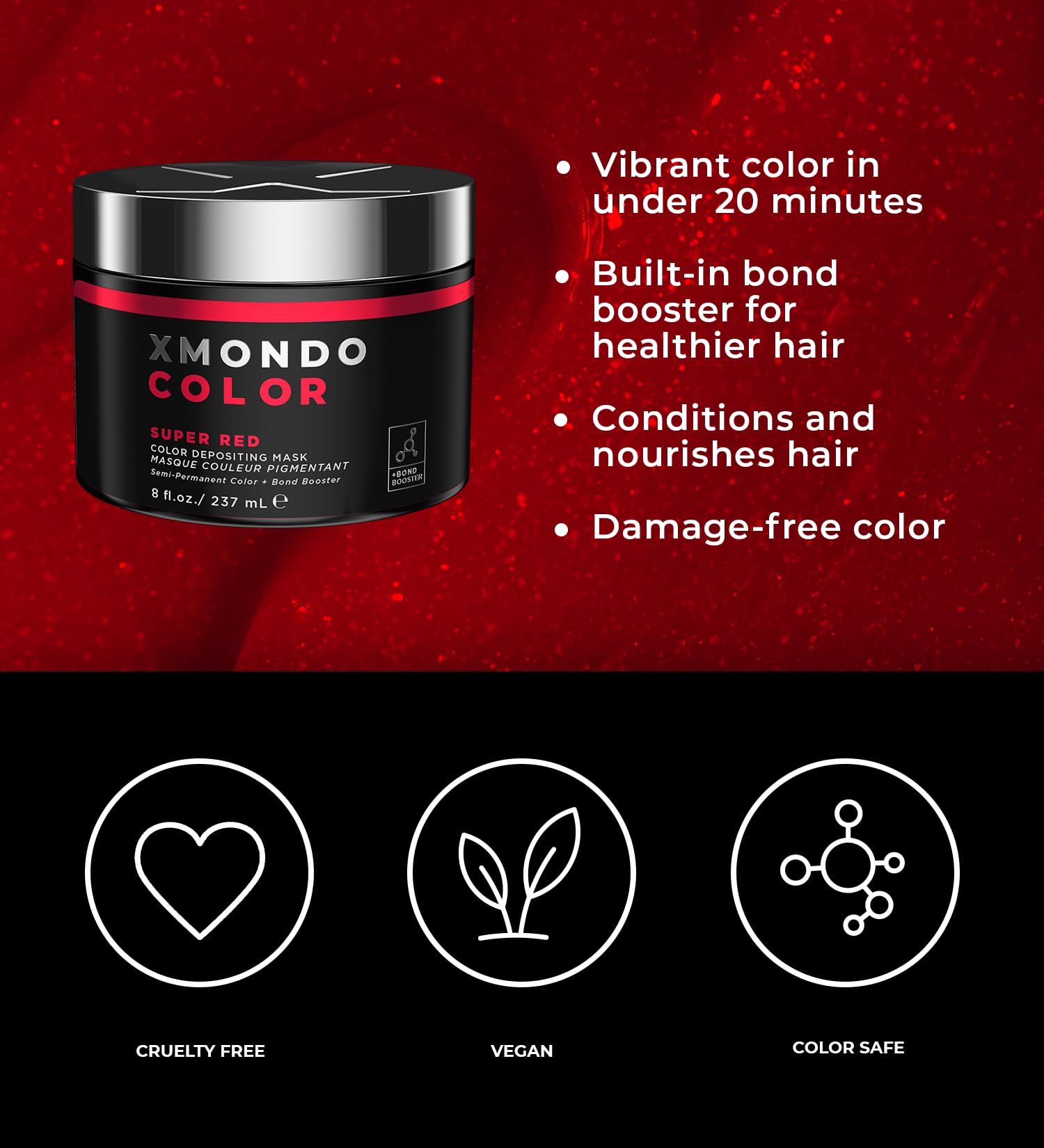 XMONDO Semi Permanent Hair Color with Hyaluronic Acid, Vegetable Proteins, and Bond Boosting - 8oz