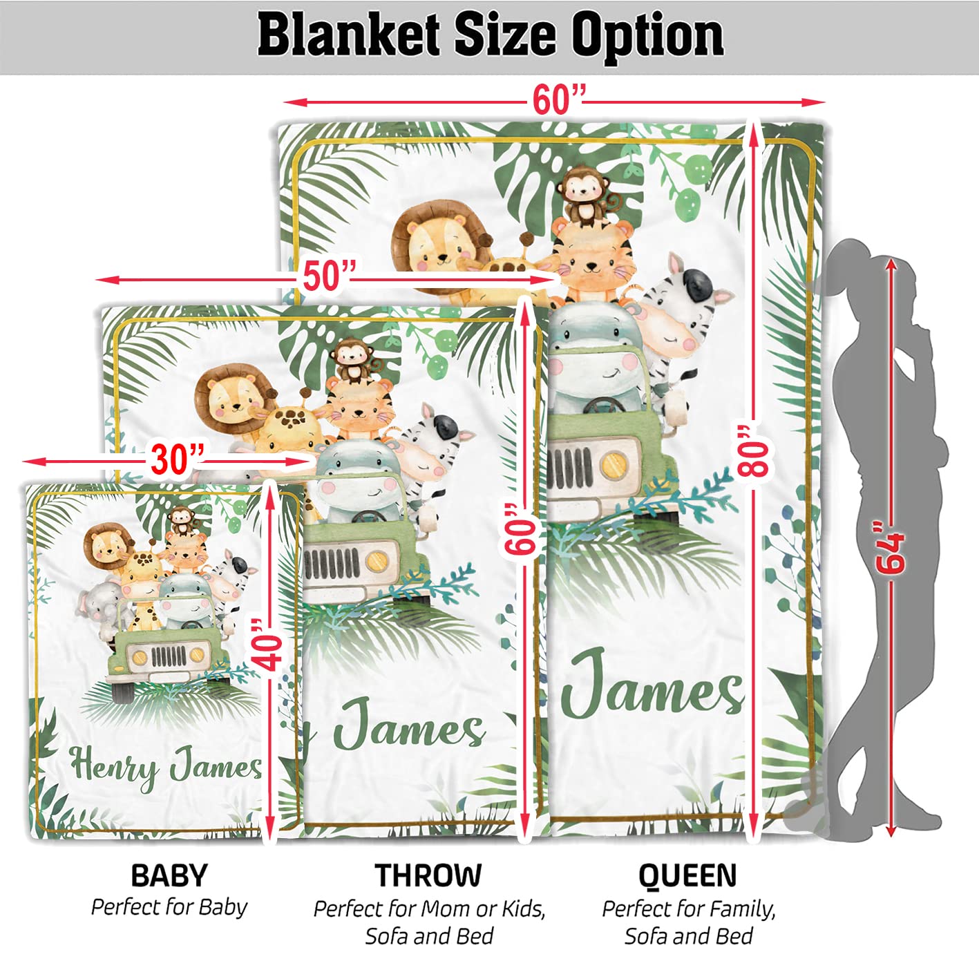 Jump Up Personalized Frame Safari Baby Blanket,Jungle Animal Baby Blanket,Baby Boy Safari Nursery,Jungle Theme Baby Blanket,Jungle Blanket Baby,Safari Swaddle Blanket