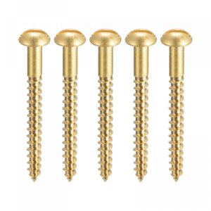 uxcell wood screws m4 x 40mm slotted round head brass self-tapping screw 20 pcs