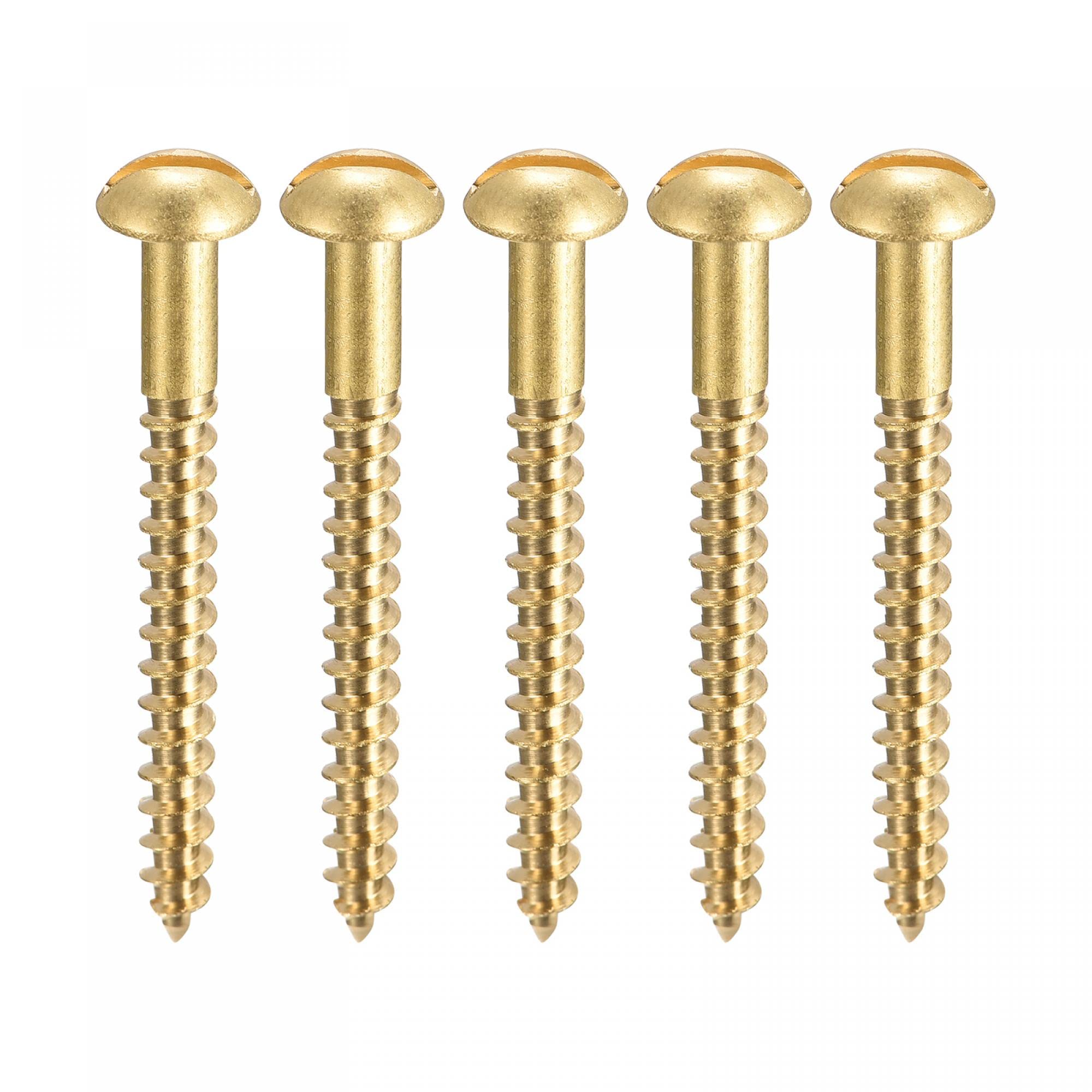 uxcell Wood Screws M4 x 40mm Slotted Round Head Brass Self-Tapping Screw 20 Pcs