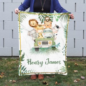 Jump Up Personalized Frame Safari Baby Blanket,Jungle Animal Baby Blanket,Baby Boy Safari Nursery,Jungle Theme Baby Blanket,Jungle Blanket Baby,Safari Swaddle Blanket