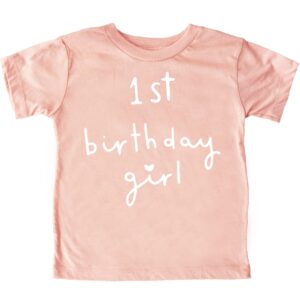 girls 1st birthday shirt heart birthday girl shirt for baby girls one year old retro birthday white on peach shirt 12 months