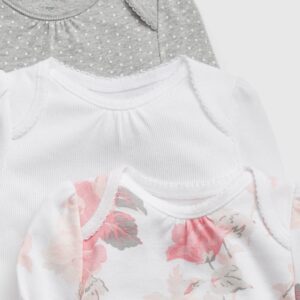 GAP unisex baby First Favourite Long Sleeve Bodysuits, Optic White Floral, 0-3M US