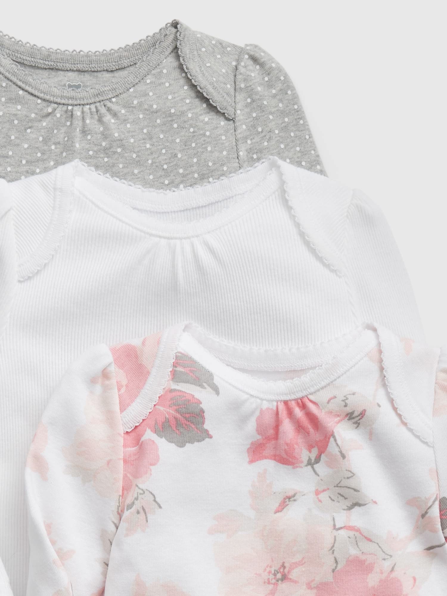 GAP unisex baby First Favourite Long Sleeve Bodysuits, Optic White Floral, 0-3M US