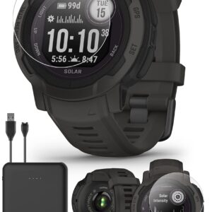 PlayBetter Garmin Instinct 2 Camo (Graphite) Rugged GPS Smartwatch Bundle - Outdoor Military Watch, Multi-GNSS & 24/7 Fitness Tracker, S/M, 40mm - Includes Screen Protectors & Portable Charger