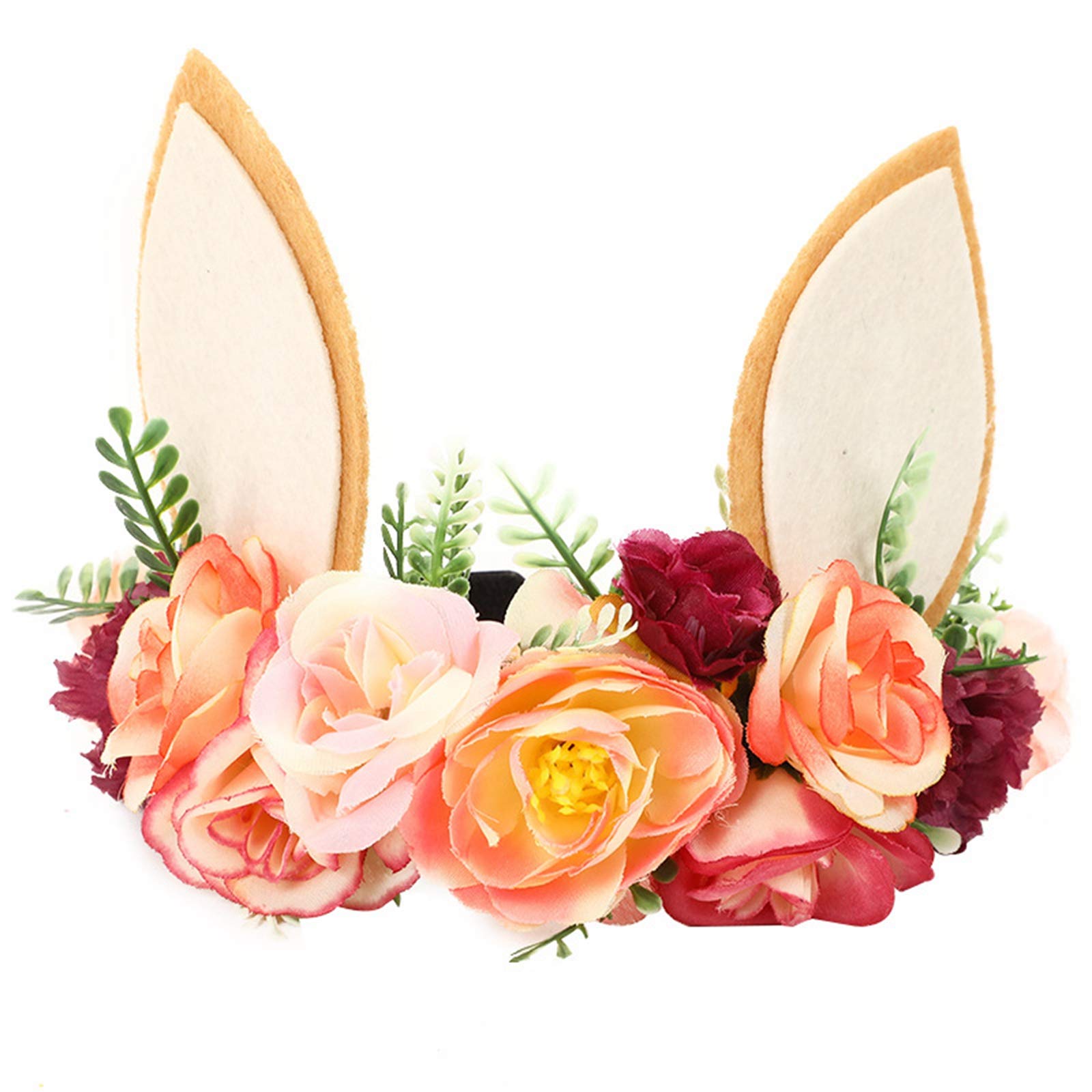 Cute Bunny Ear Headband For Toddler Baby Girls Easter Headwear Floral Rabbit Cosplay Headdress Hoop Hair Accessories