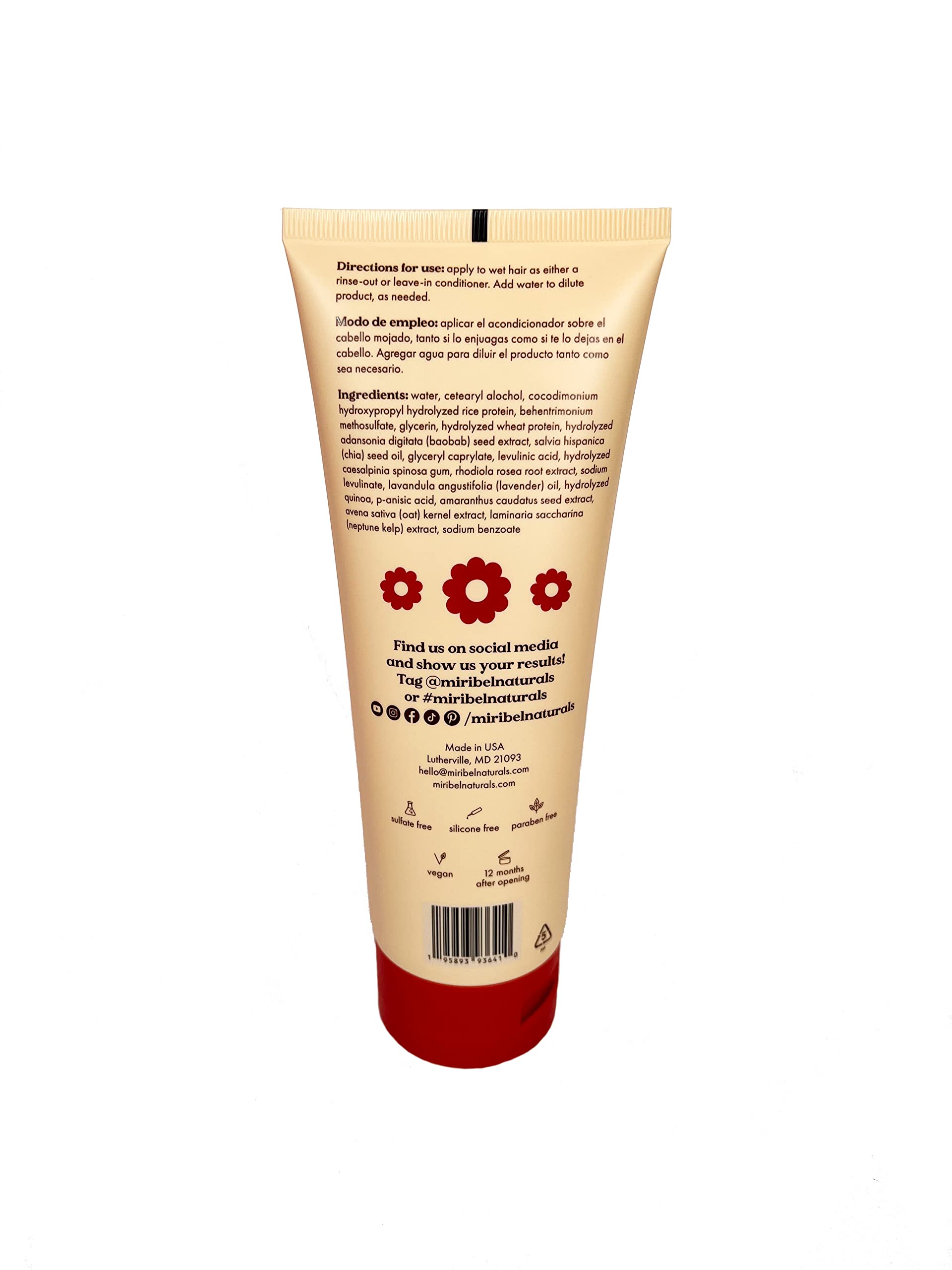 Miribel Powerhouse Protein Cream for Hair, 8 fluid ounces - Repair, Strengthen, and Protect Damaged, Fine, Wavy, or Curly Hair - Vegan, Sulfate-Free, Paraben-Free Leave-In Conditioner and Protein Mask