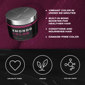 XMONDO Hair Color Berry Healing Semi Permanent | Vegan Formula with Hyaluronic Acid to Retain Moisture, Vegetable Proteins Revitalize Hair, and Bond Boosting Technology, 8 Fl Oz 1-Pack