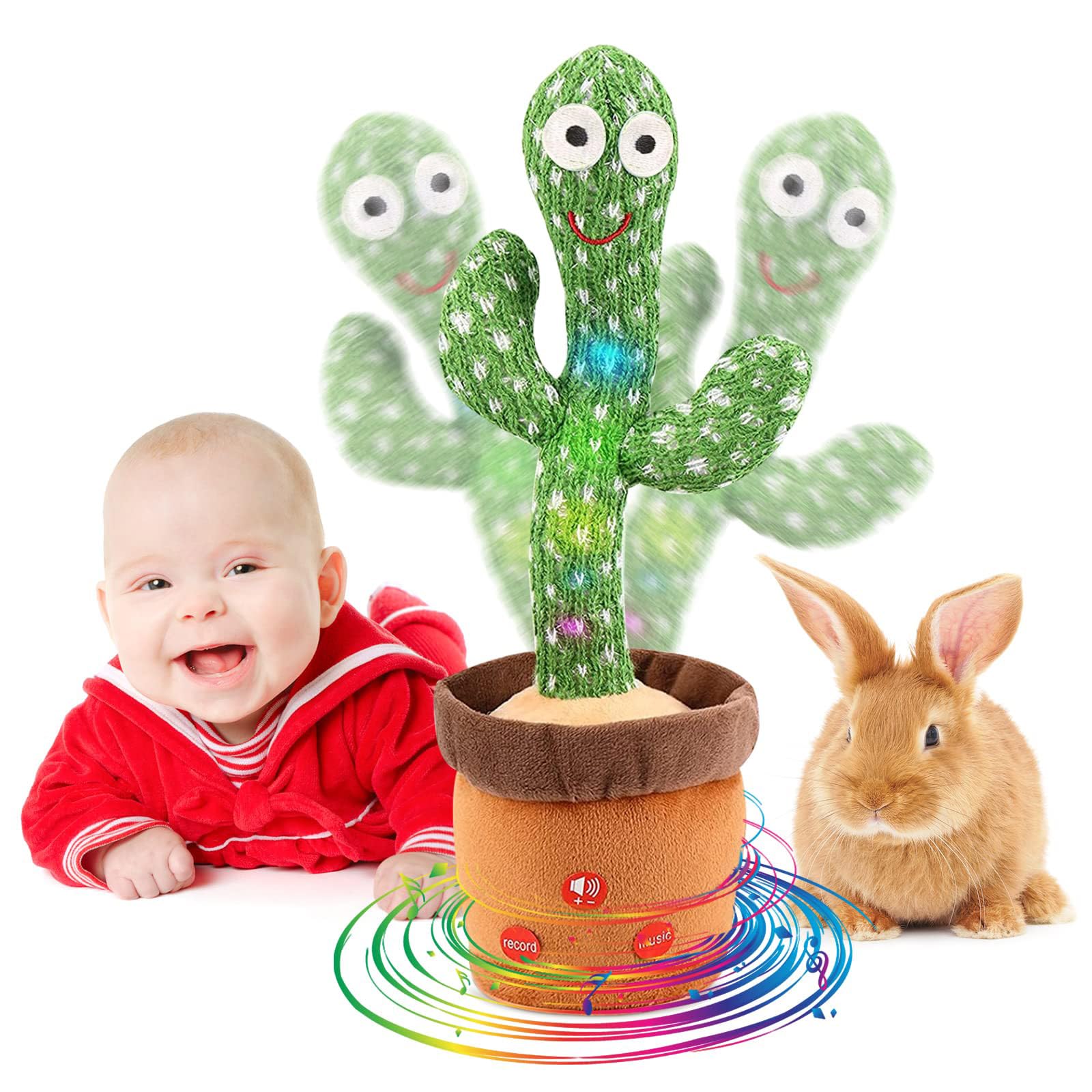 MILEGI Volume Adjustable Dancing Cactus Talking Cactus Baby Toys Singing Toys, Baby Cactus Repeating What You Say Baby Boy Toys Imitation Toys Glowing Musical Toys Children's Toys