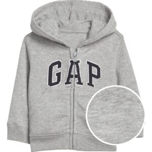 GAP baby boys Logo Zip Hoodie Sweatshirt, Light Heather Grey B08, 4T US