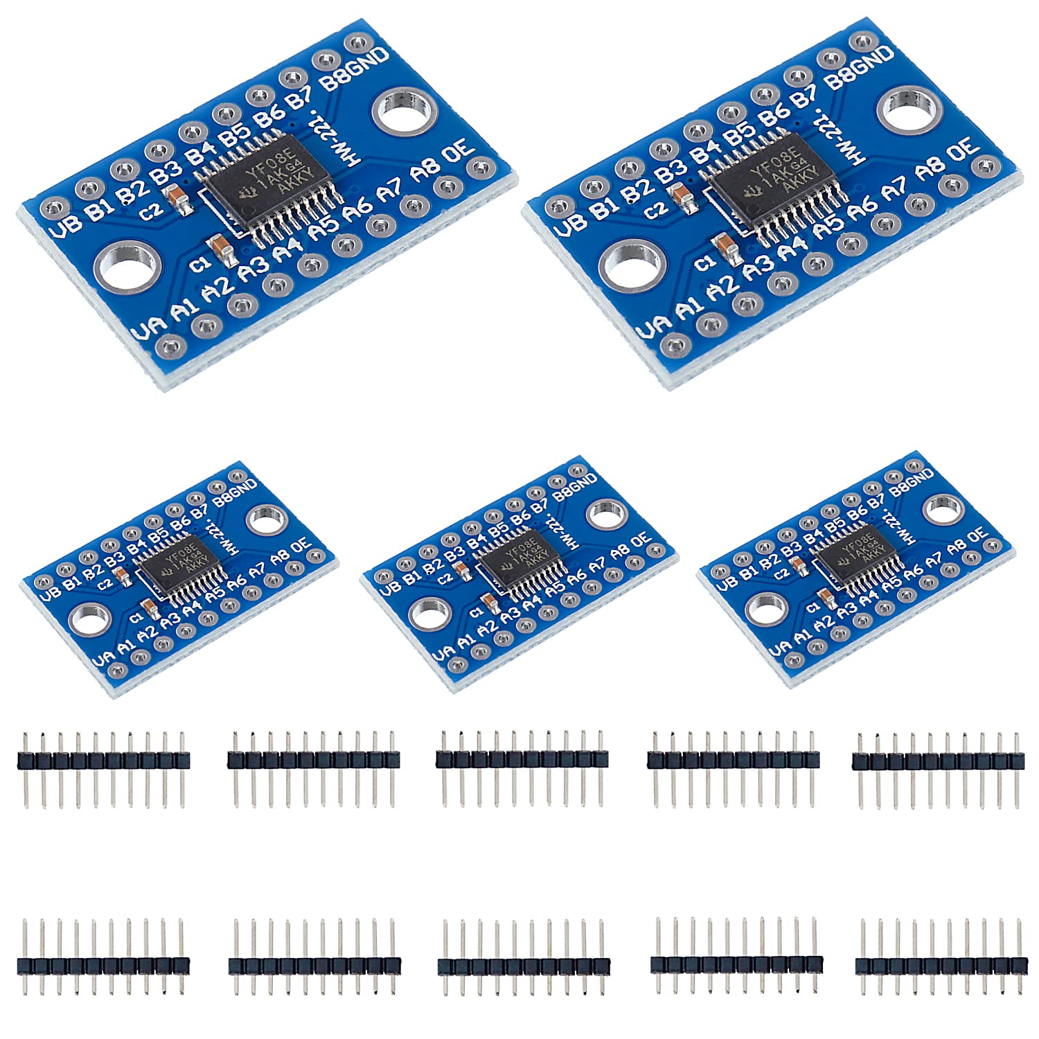 EPLZON TXS0108E High Speed Full Duplex Logic Level Converter 8 Channel SPI 8 Way 3.3V 5V IIC 8-Bit Bi-Directional Converter Module Apply to Raspberry Pi and Arduino (Pack of 5 Set)