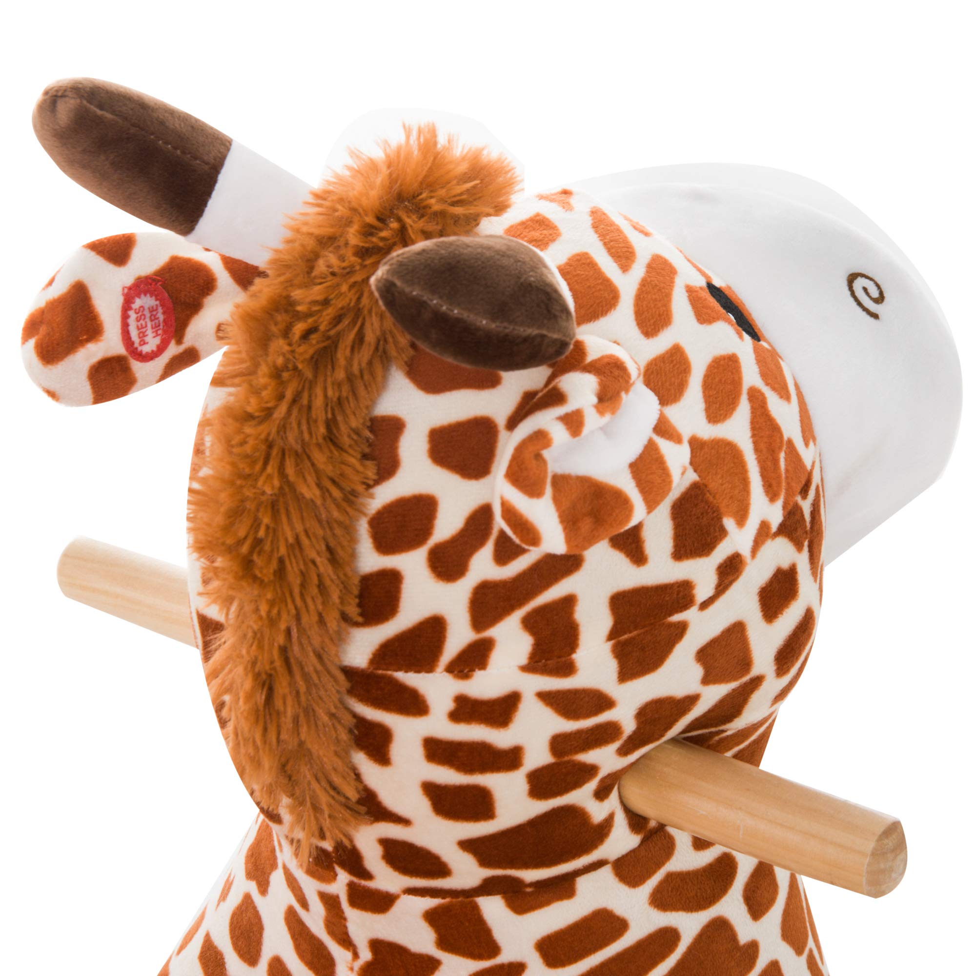 Qaba Kids Plush Ride-On Rocking Horse Toy Giraffe Style with Song for 18-36 Months, Brown