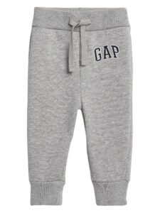 gap baby boys logo pull-on joggers sweatpants, light heather grey b08, 3-6 months us