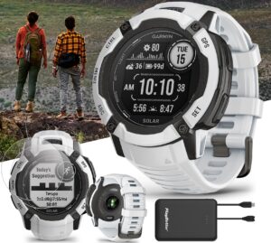 garmin instinct 2s solar surf (ericeira) rugged gps smartwatch bundle - multi-band gnss, 24/7 health monitoring, smart notifications with playbetter portable charger & screen protectors