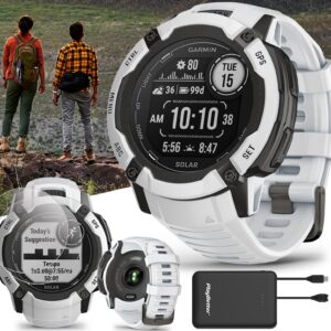 Garmin Instinct 2 Solar Tactical (Black) Rugged GPS Smartwatch Bundle - Multi-Band GNSS, 24/7 Health Monitoring, Smart Notifications with PlayBetter Portable Charger & Screen Protectors