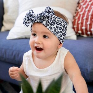 LuxLin Baby Headbands with Bows | 4 Pack | Elsie Design | Soft Polyester Blend Fabric | Stretch Fit | For Newborn Infant Toddler Girls