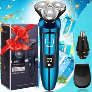 electric razor for men, new electric shavers for men cordless rechargeable, wet/dry mens shaver electric razor for men, waterproof 3d rotary mens razor for shaving gifts for husband, dad,boyfriend