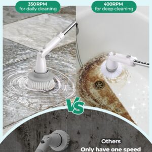 kHelfer Electric Spin Scrubber Kh8, 2024 Upgrade Cordless Shower Scrubber 8 Replacement Head, 1.5H Bathroom Scrubber Dual Speed, Shower Cleaning Brush with Extension Arm for Bathtub Tile Floor