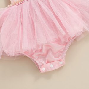 Toddler Baby Girl Romper Infant Girl Easter Sequins Tutu Dress Bunny Ear Jumpsuit Playsuit One Piece Outfit (Pink, 18-24M)