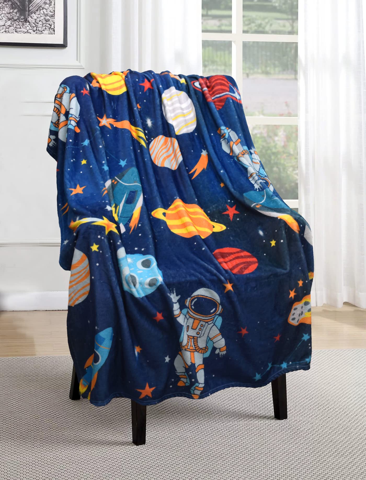 Space Blanket Toddler Gifts Personalized Astronaut Toddler Blanket for Boys Birthday Gift,Cute Fleece Soft Plush Baby Kid Throw Blanket for Daycare,School Blanket,Travel Blanket 40x50